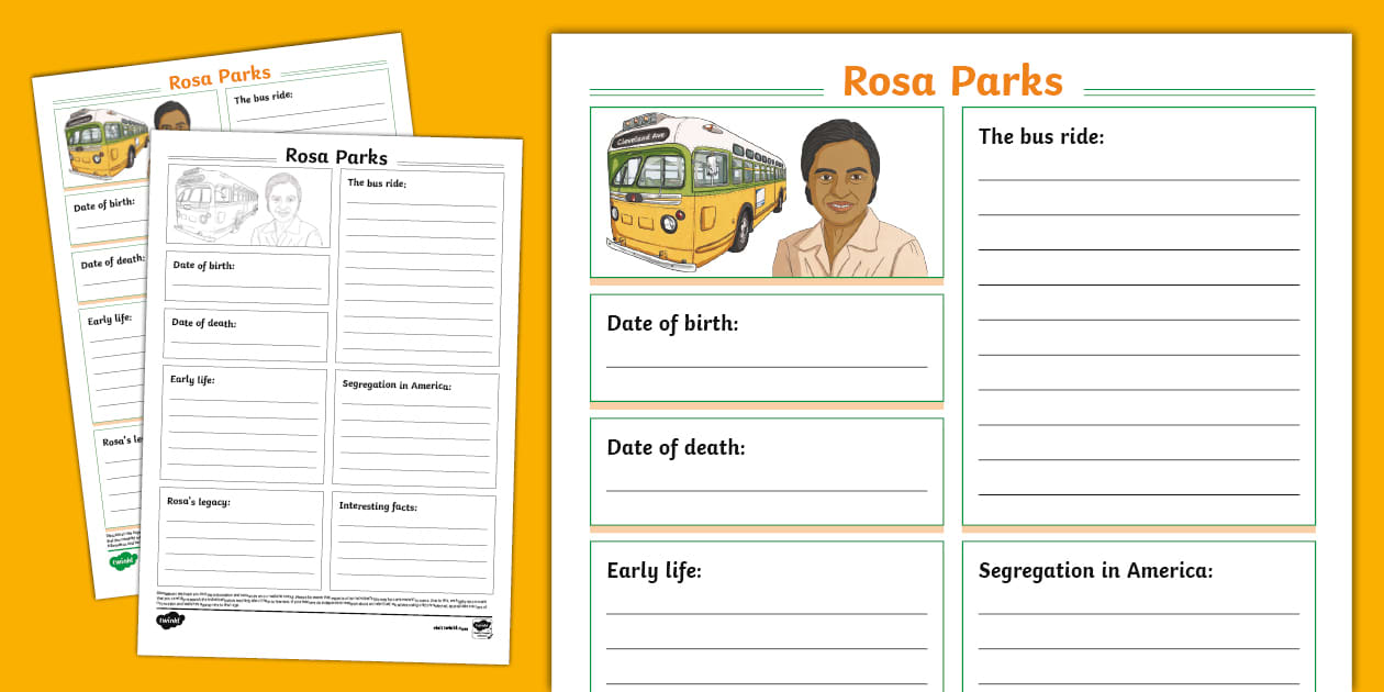 Rosa Parks Fact File Template,Rosa Parks (teacher made)