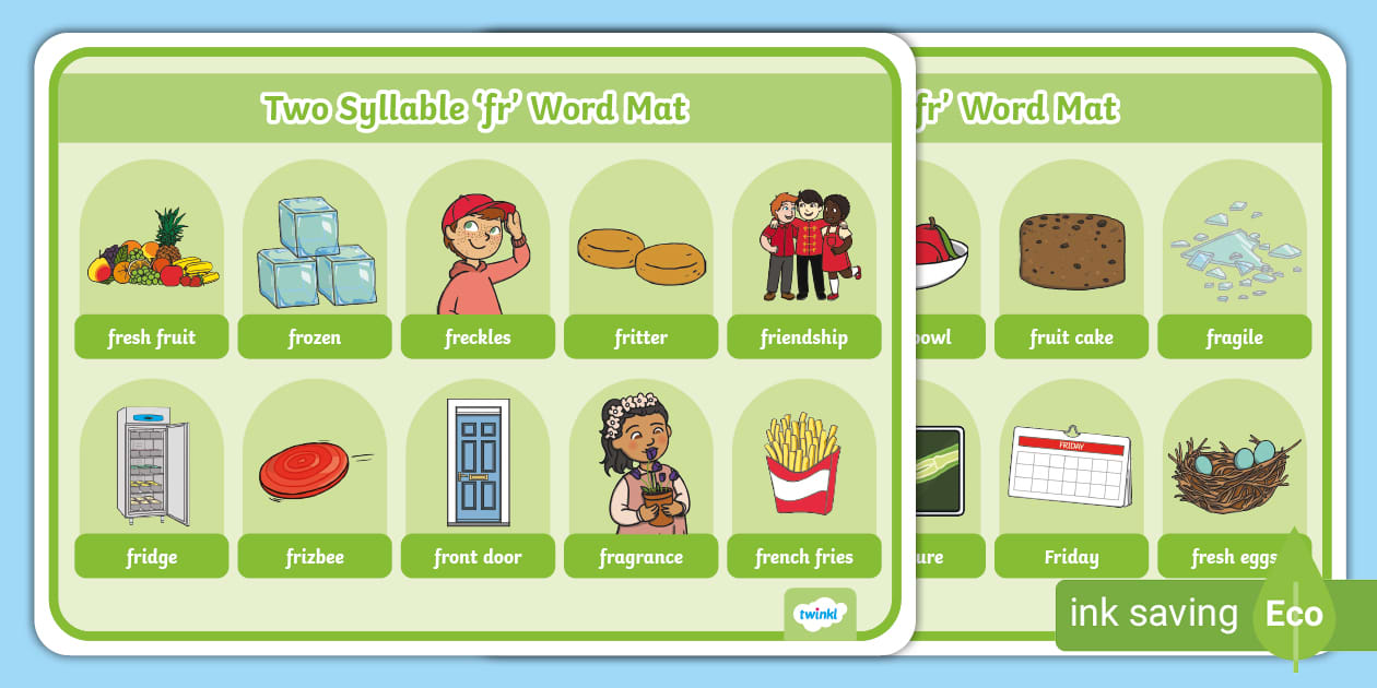 Two Syllable FR Word Mats (teacher made) - Twinkl