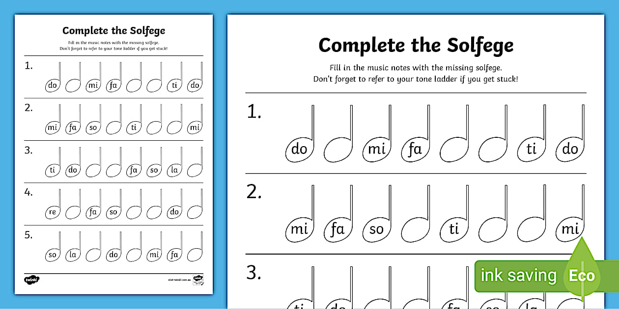 Solfege Worksheet (Teacher-Made) - Twinkl