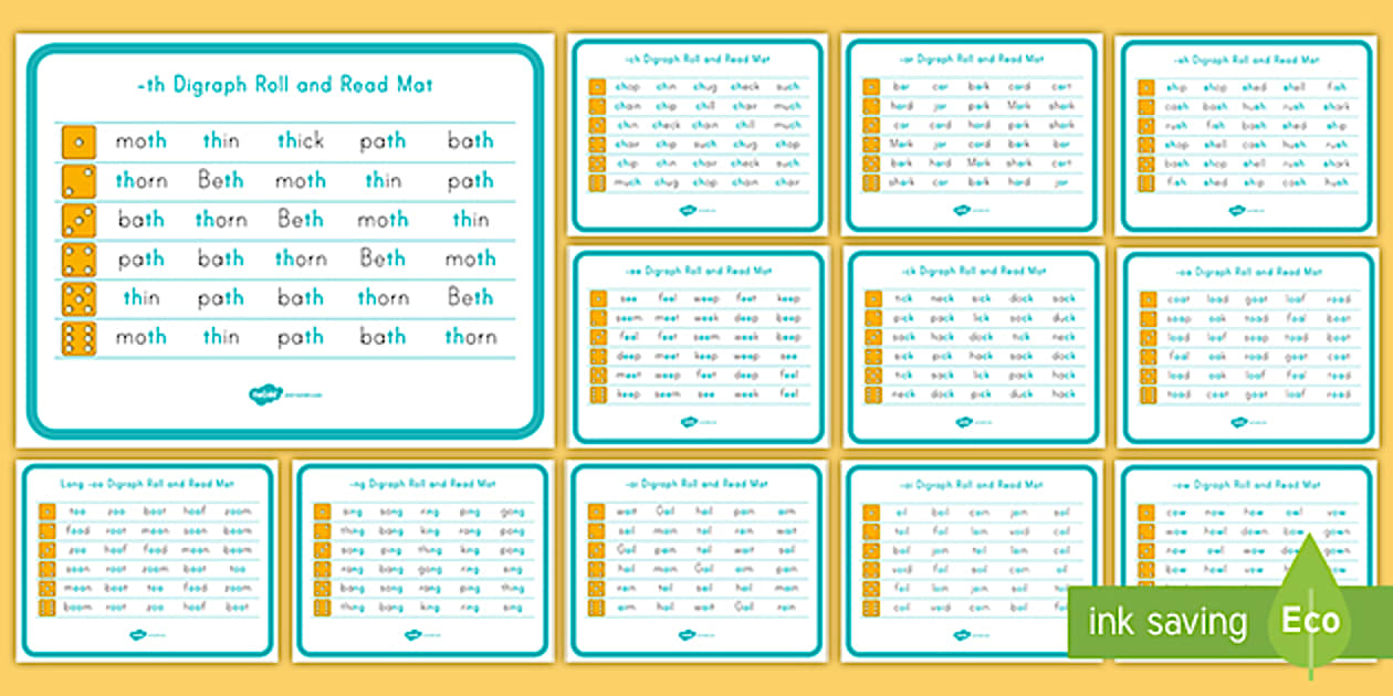 Digraphs Roll and Read Mat Pack (teacher made) - Twinkl