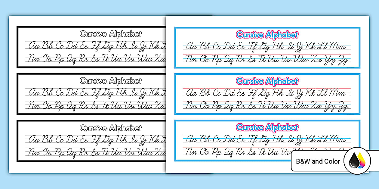 Cursive Alphabet Writing Desk Strips for Kids | Twinkl USA