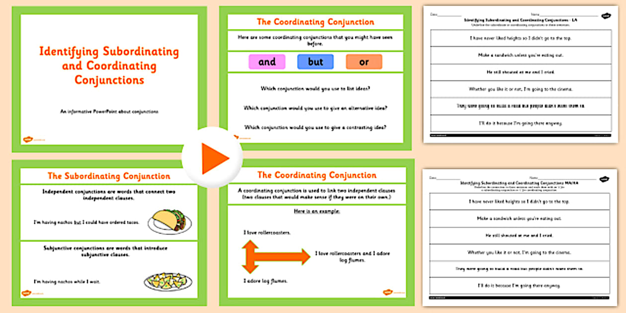 Identifying Coordinating and Subordinating Conjunctions