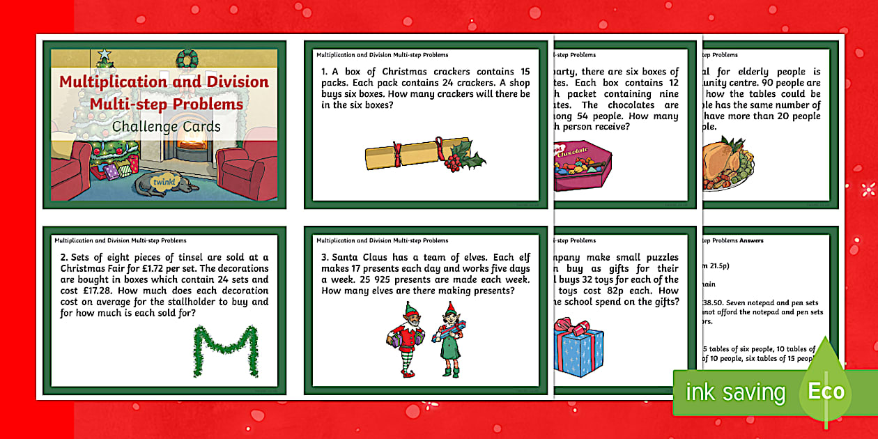 Editable UKS2 Multiplication and Division Multi-step Word Problems Maths