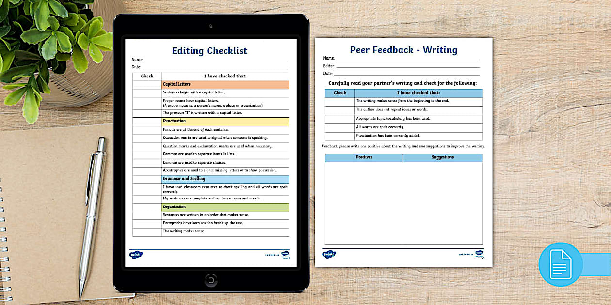 Editable Intermediate Editing Checklist (teacher made)
