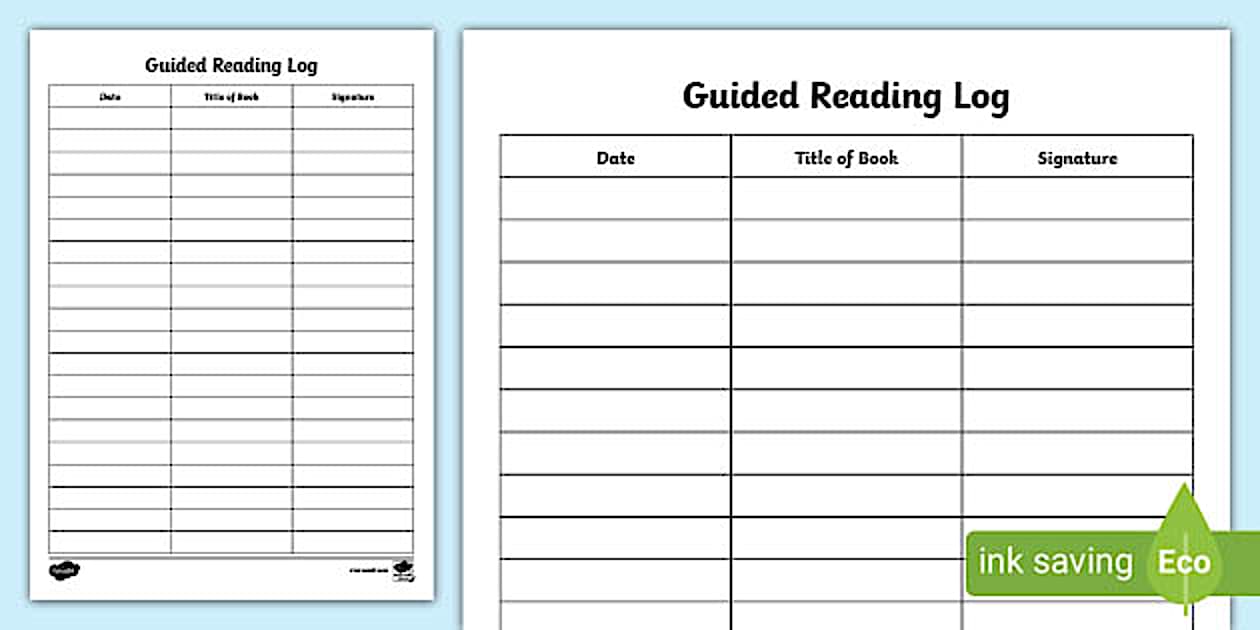 Guided Reading Log (teacher made) - Twinkl