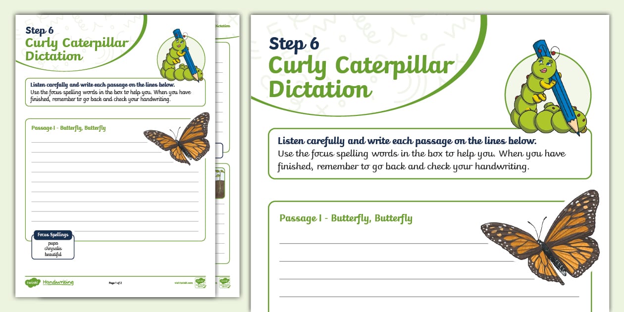 Twinkl Handwriting Scheme Step 6 Curly Caterpillar Dictation