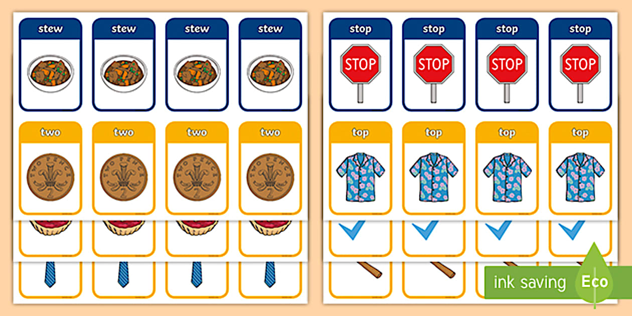 /st/ vs /t/ Minimal Pair Snap Cards (teacher made) - Twinkl