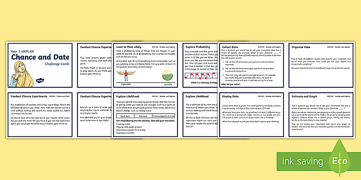 Year 3 NAPLAN Chance and Data Open Ended Challenge Cards
