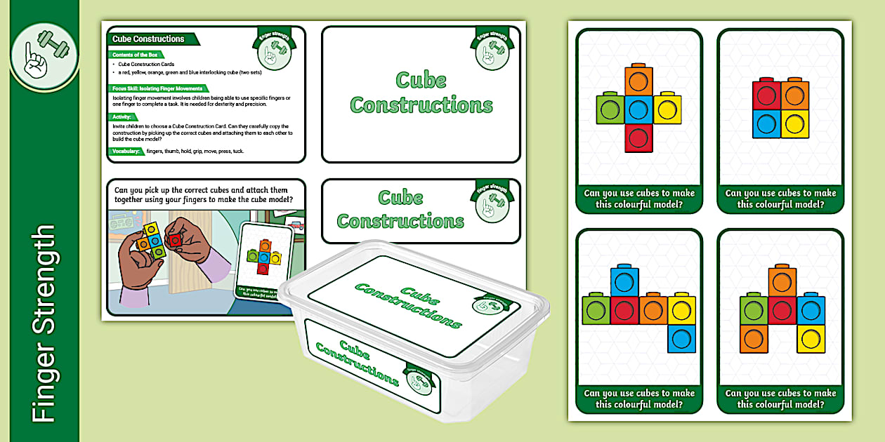 Fine Motor Skills Task Box: Cube Constructions | Twinkl