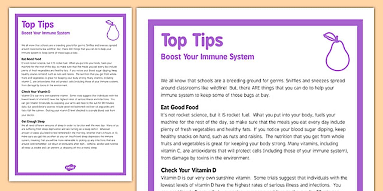Top Tips to Boost Your Immune System Poster (Teacher-Made)