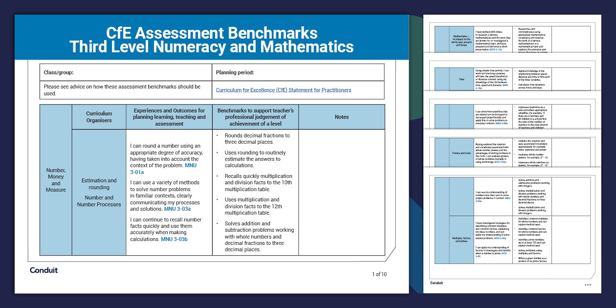 CfE Benchmarks Third Level Numeracy and Mathematics Assessment