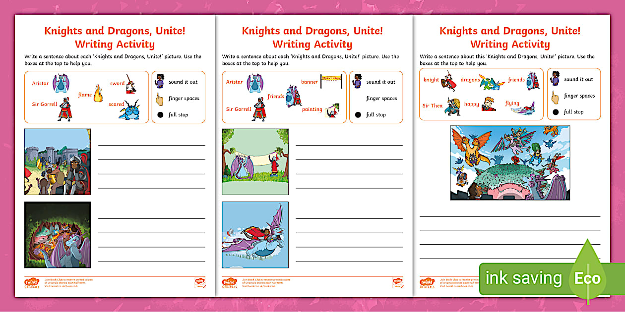 Knights and Dragons, Unite! Writing Activity - Twinkl