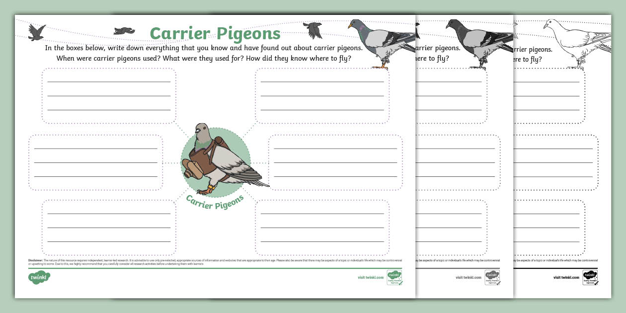 Carrier Pigeons Mind Map - Twinkl History (teacher made)