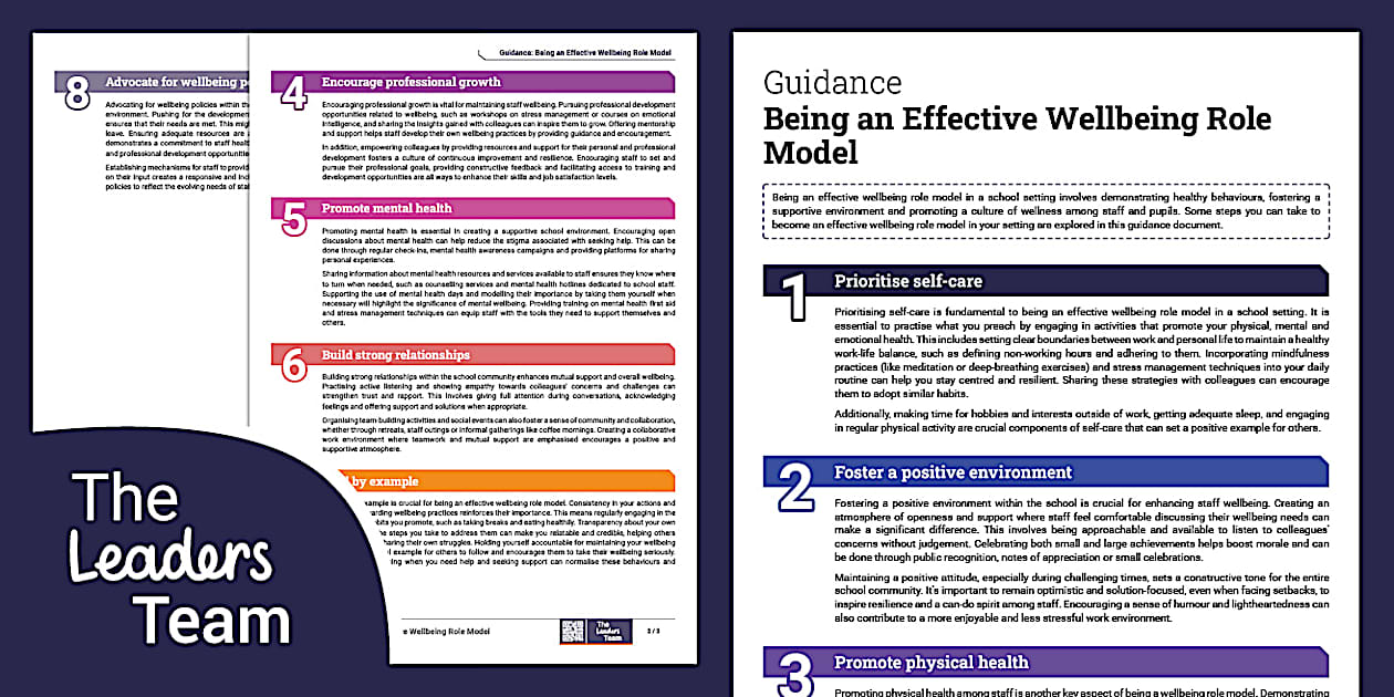 Guidance: Being an Effective Wellbeing Role Model - SLT