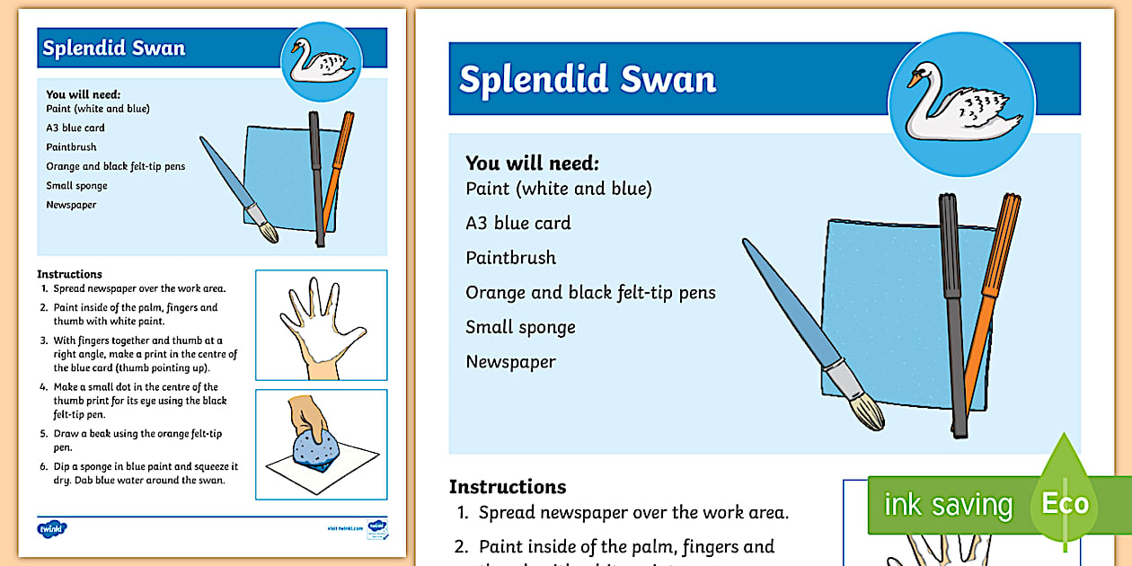 TAS Splendid Swan Hand Painting Activity (teacher made)