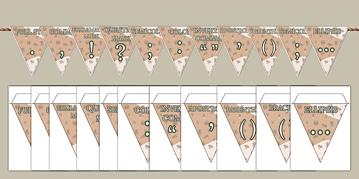 Succulents-Themed Punctuation Display Bunting (Teacher-Made)