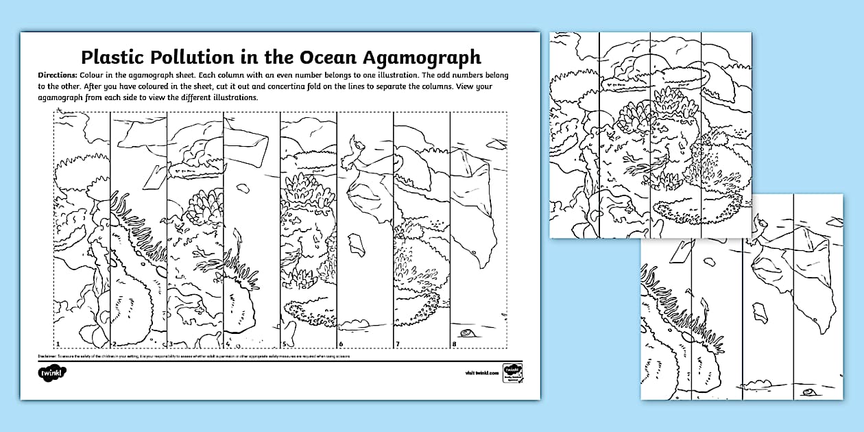 Plastic Pollution in the Ocean Agamograph - Twinkl