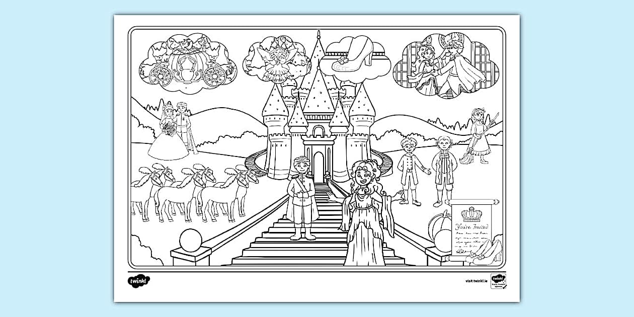 Cinderella Colouring Doodle Sheet