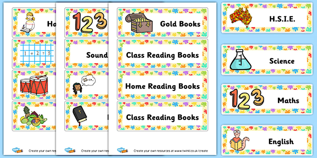 Shelf Subject Labels (teacher made) - Twinkl