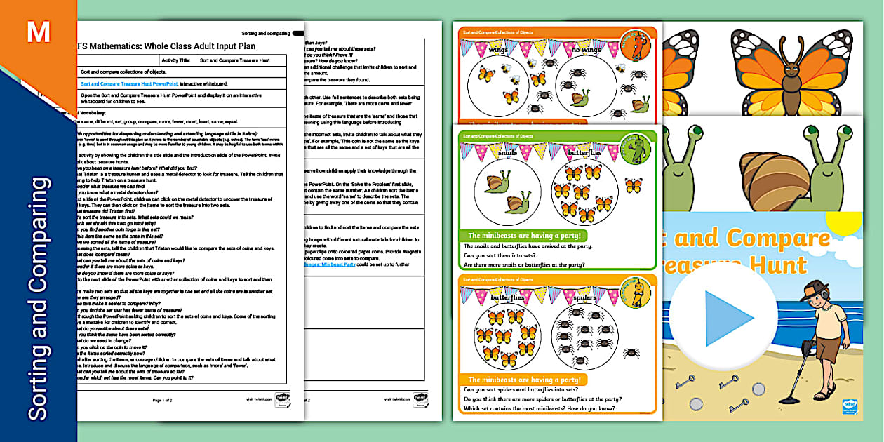 EYFS Maths Sort and Compare Treasure Hunt Plan and Pack