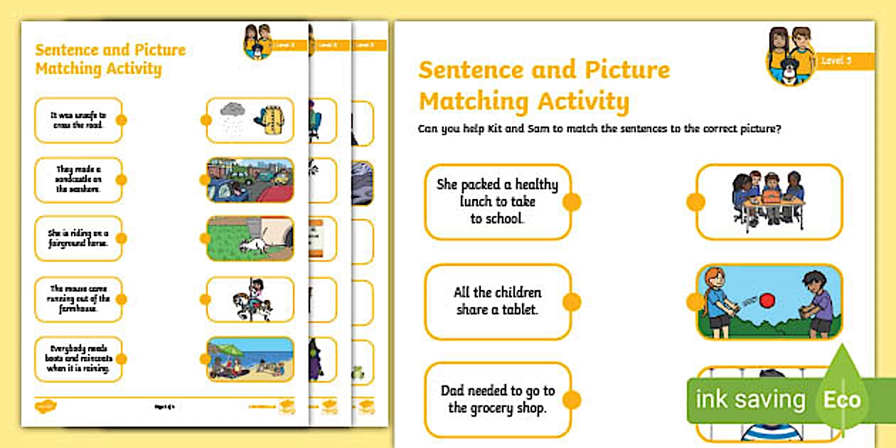 Level 5 Week 21-30 Sentence and Picture Matching - Twinkl
