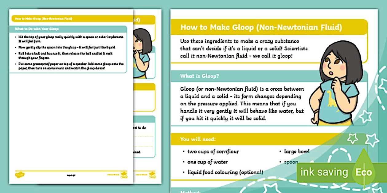 Non-Newtonian Fluid Gloop Experiment (teacher made) - Twinkl