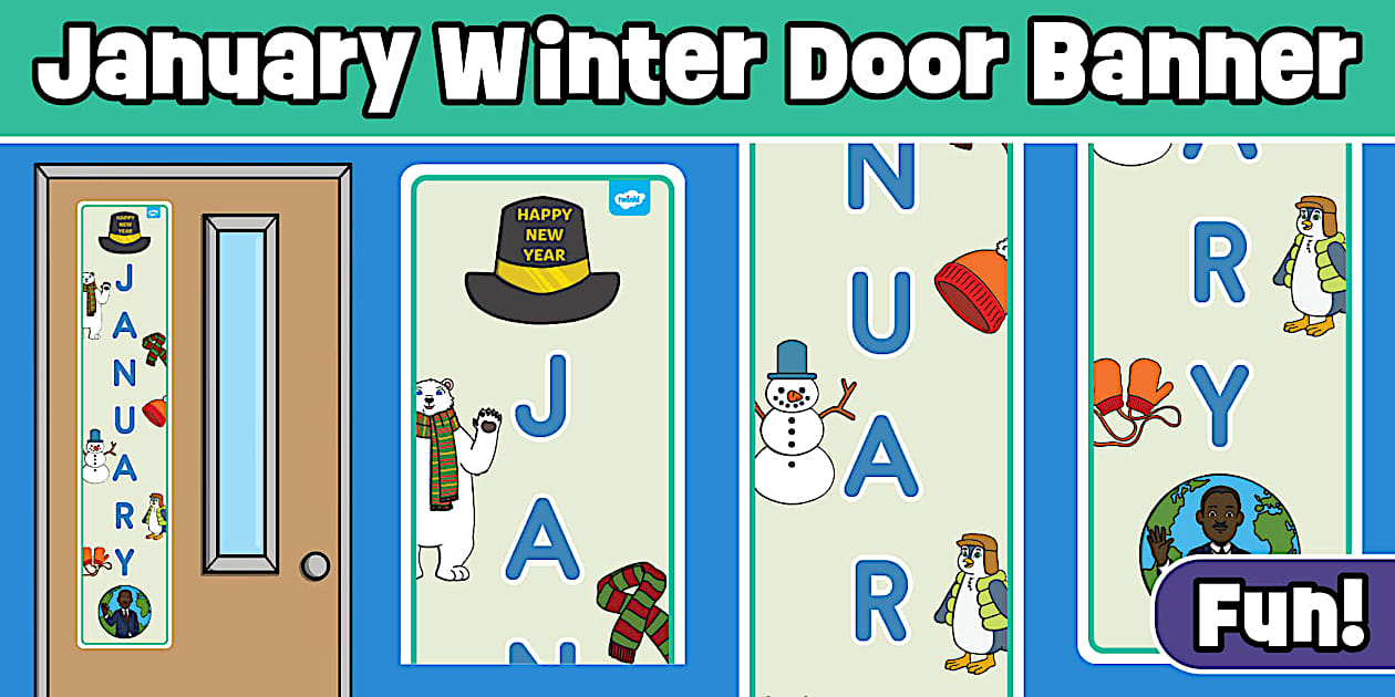 January Winter Classroom Door Decoration Banner