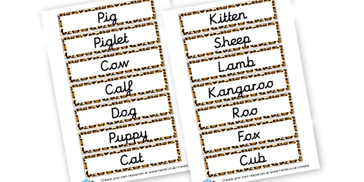Animals and their Babies Word Cards (teacher made) - Twinkl