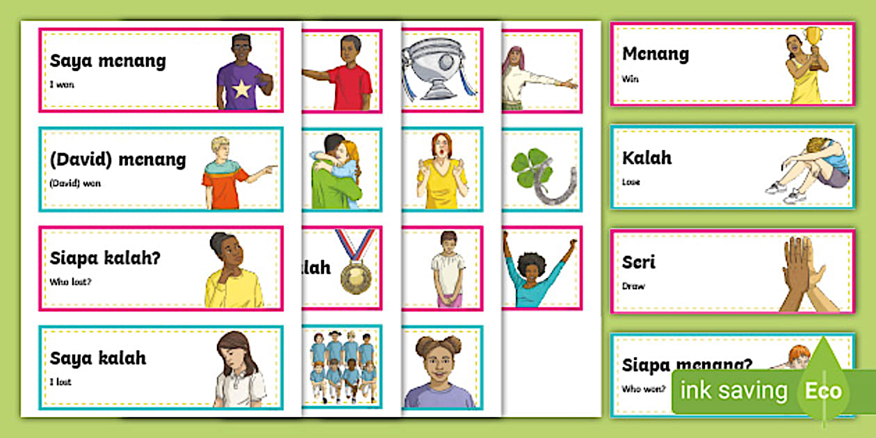 Winners and Losers: Playing Games Word Cards Indonesian