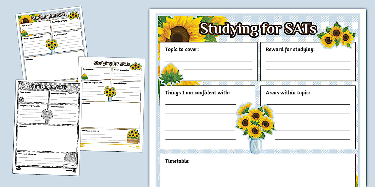 Sunflower-Themed Daily Study Planner (Teacher-Made) - Twinkl