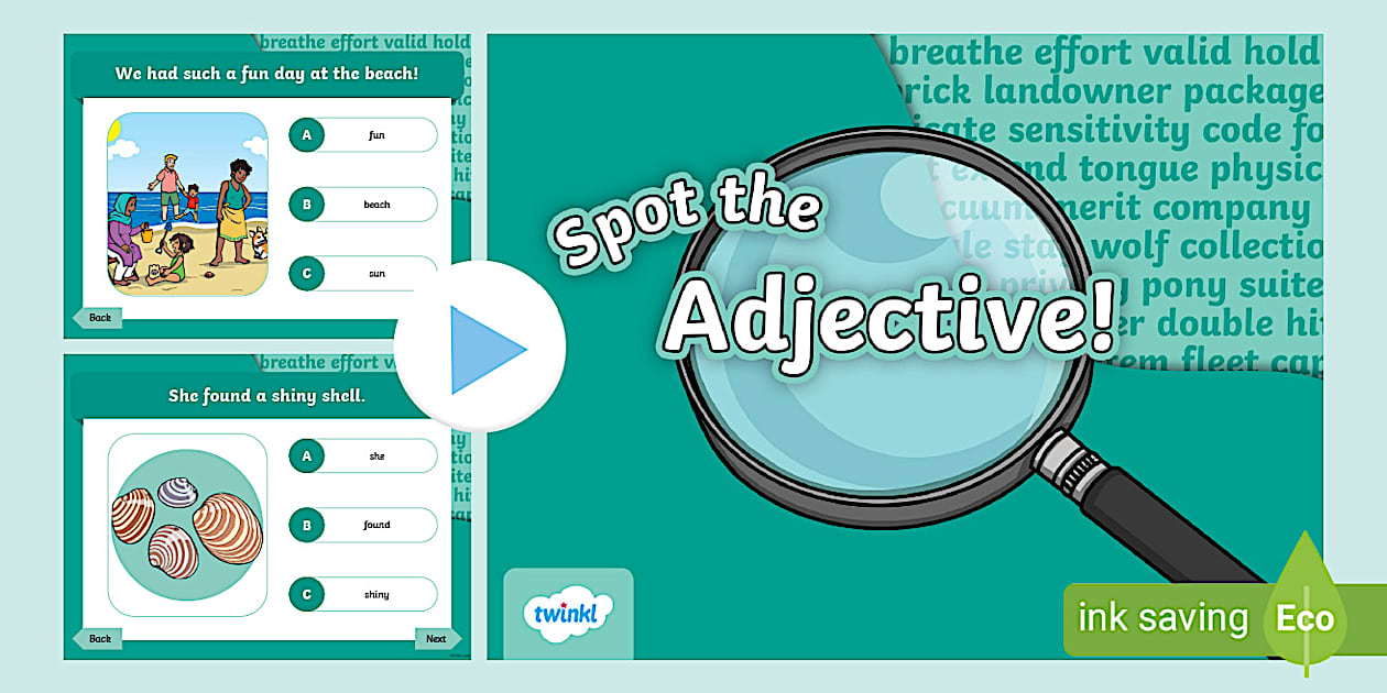 Adjectives Powerpoint Mini Quiz (teacher made) - Twinkl