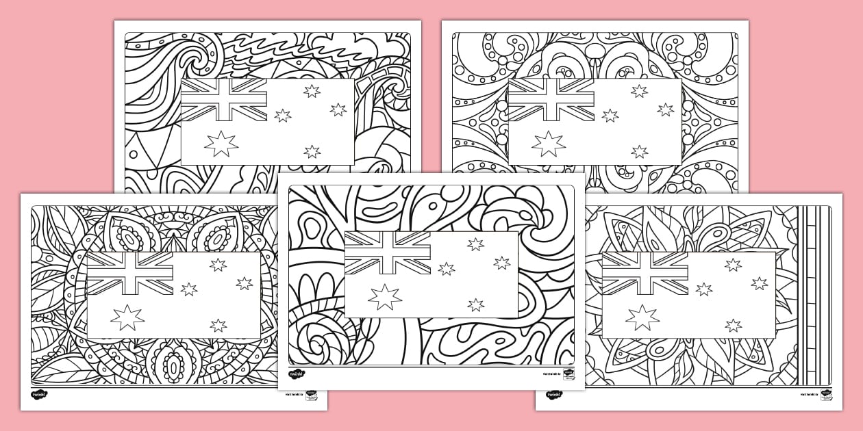 호주 국기 색칠놀이 Australia Flag Mindfulness Coloring Sheets