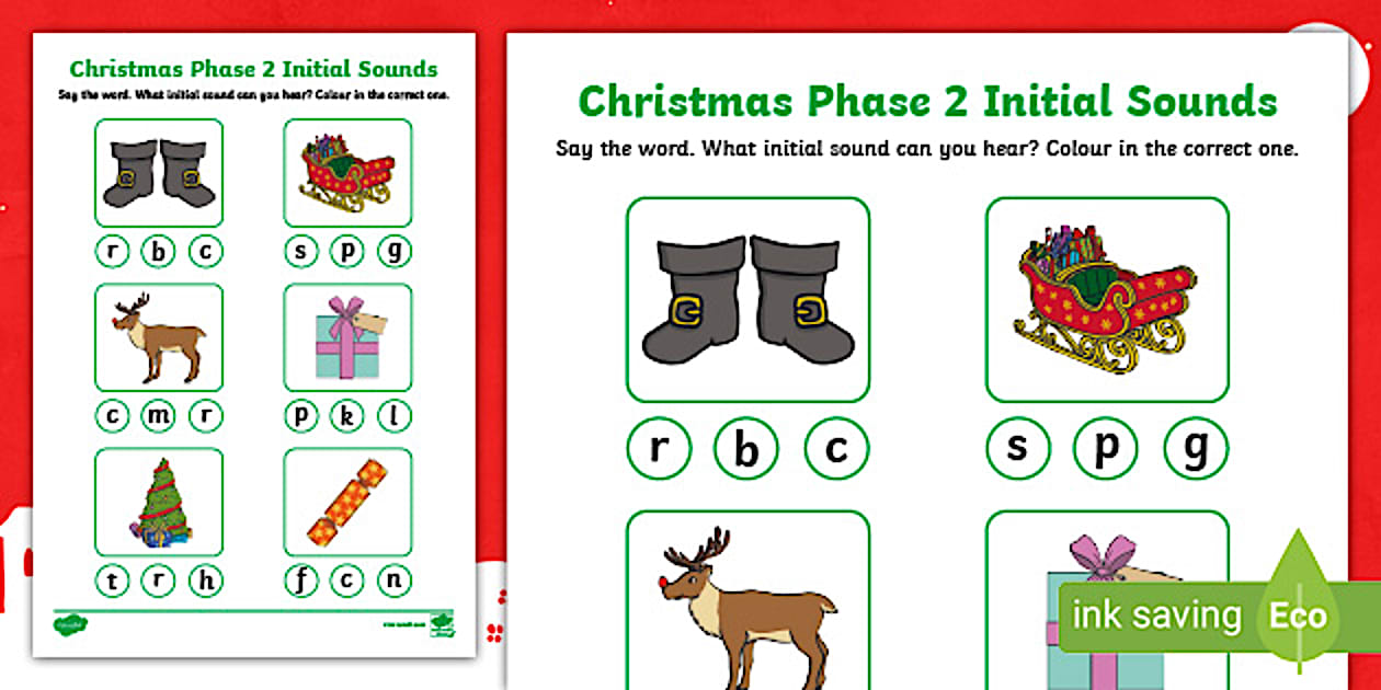Christmas Phase 2 Initial Sounds Activity (teacher made)
