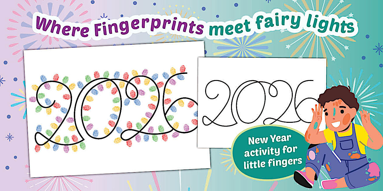 2026 Fairy Lights Fingerprints Activity Poster