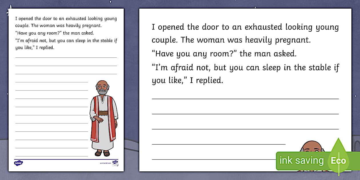 Cursive Nativity Story Starter Innkeeper - Twinkl