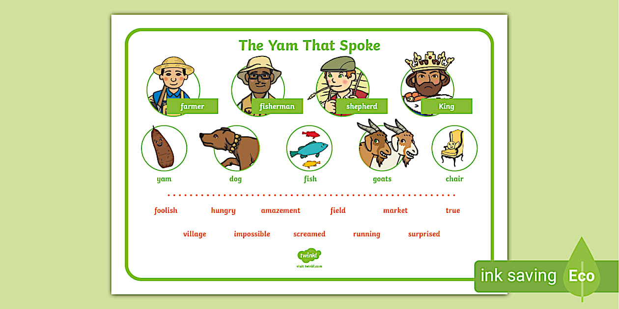 KS1 The Yam That Spoke Word Mat (teacher made) - Twinkl