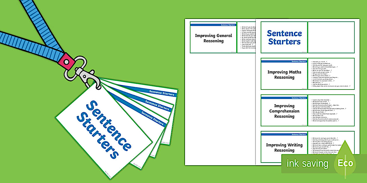 Lanyard Sized KS2 Sentence Starters Cards (teacher made)