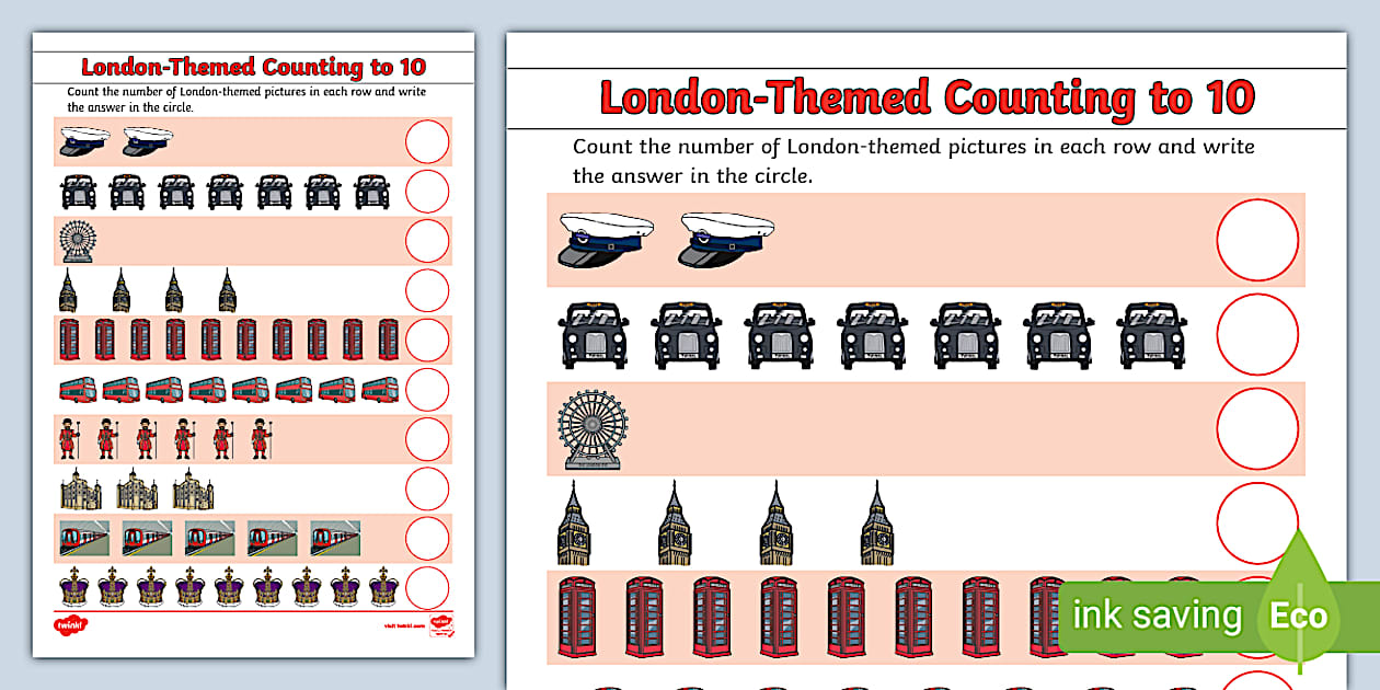 London-Themed Count to 10 Activity - Twinkl - KS1 - Twinkl