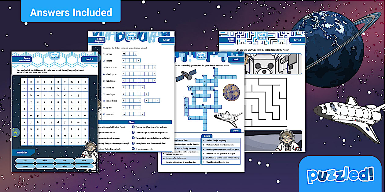 Space Bumper Puzzle Pack Ages 6 - 11+ - Twinkl Puzzled