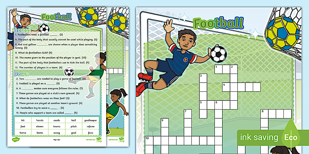 KS1 Football Crossword (teacher made) - Twinkl