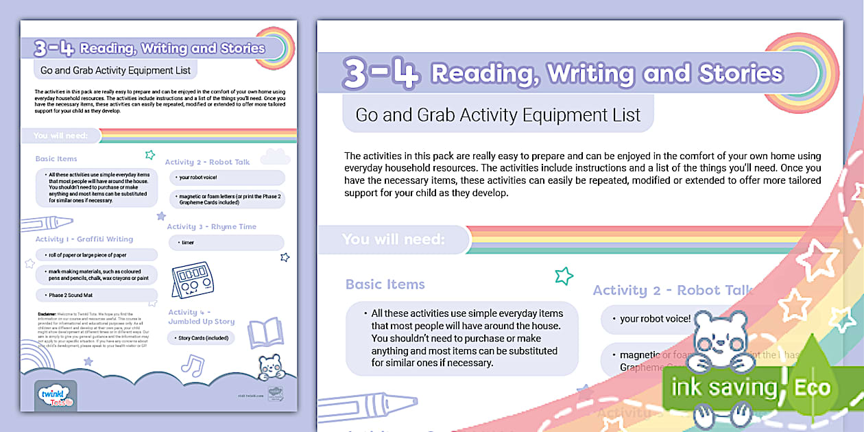 Reading And Writing List For Ages 3-4 | Twinkl Tots - Twinkl