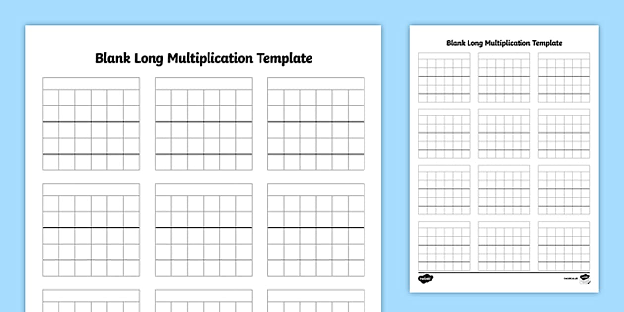 Blank Long Multiplication Template - Maths Resource - Twinkl