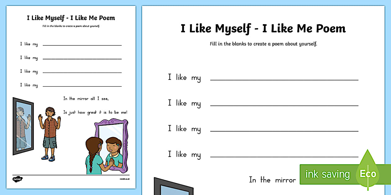 Black and White I Like Myself Fill in the Blanks Poem