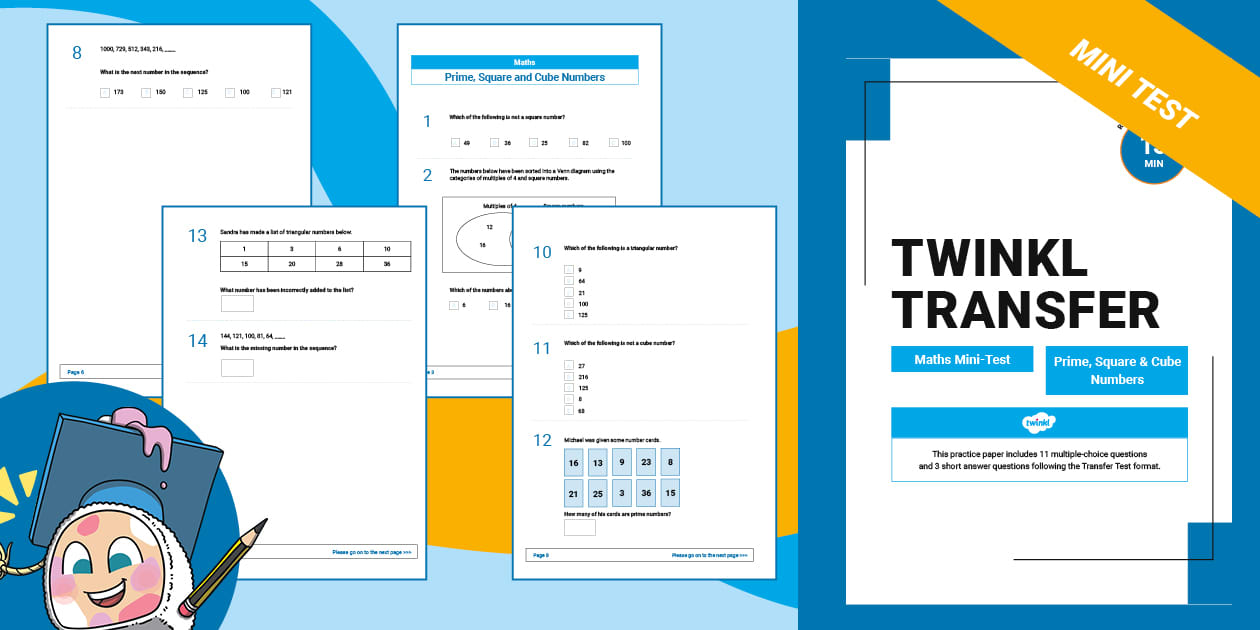 Transfer Mini-Test: Prime, Square and Cube Numbers