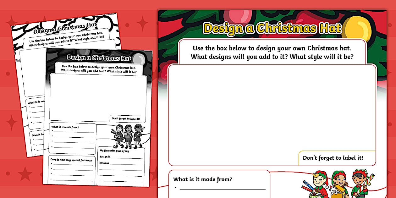 Design a Christmas Hat Worksheet - Twinkl