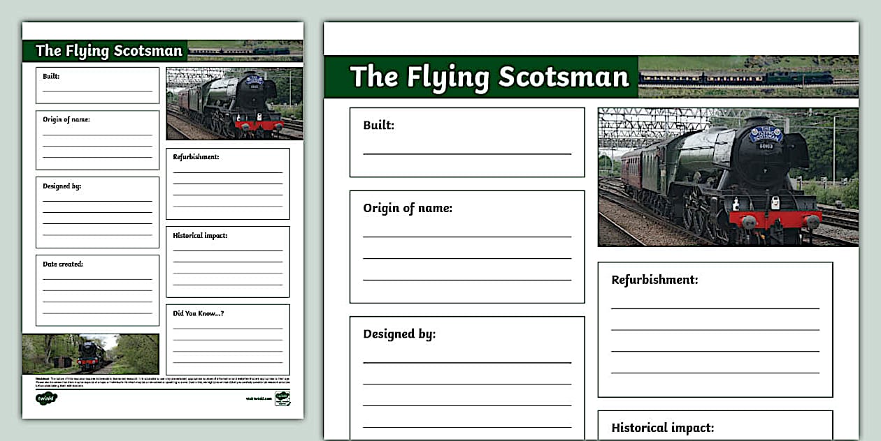 The Flying Scotsman KS2 Fact File Template (teacher made)