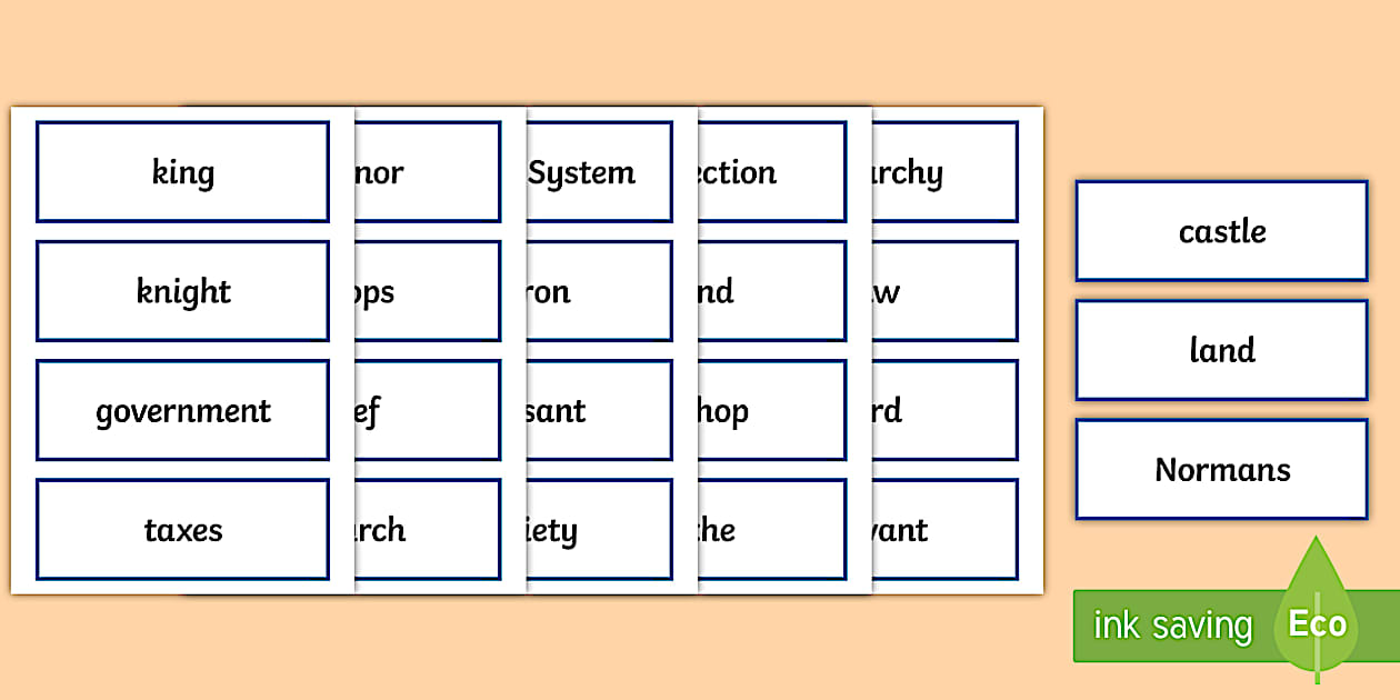 The Feudal System Word Cards (teacher made) - Twinkl