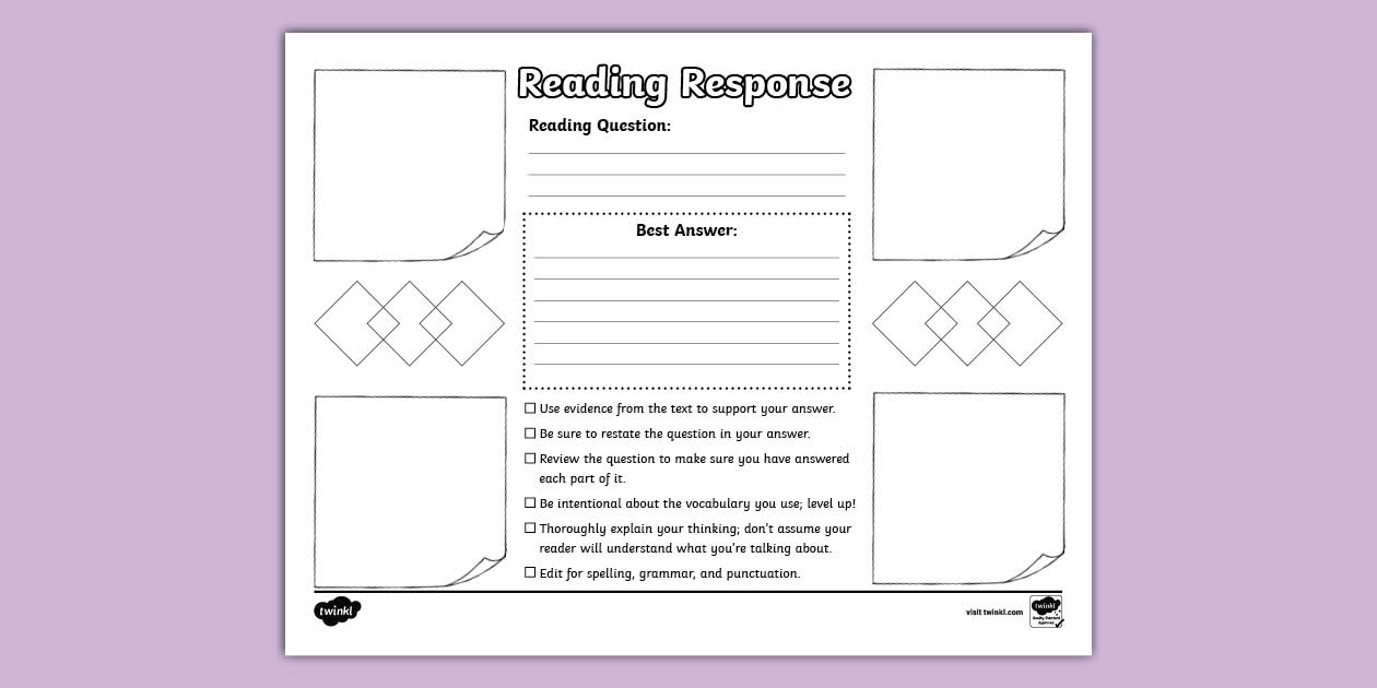 Collaborative Reading Response Worksheet for 6th-8th Grade