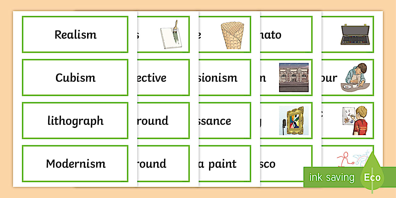Art Appreciation Vocabulary Display Cards - Twinkl