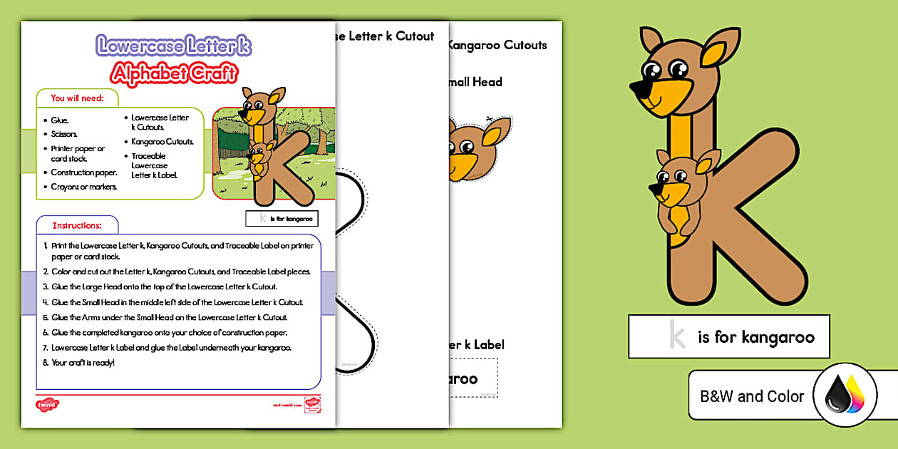 Lowercase Letter k Alphabet Craft (teacher made) - Twinkl